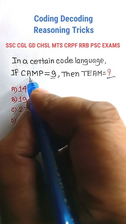Coding Decoding Coding Decoding Reasoning Tricks Reasoning For Ssc Gd Chsl Mts Wbpsc Youtube