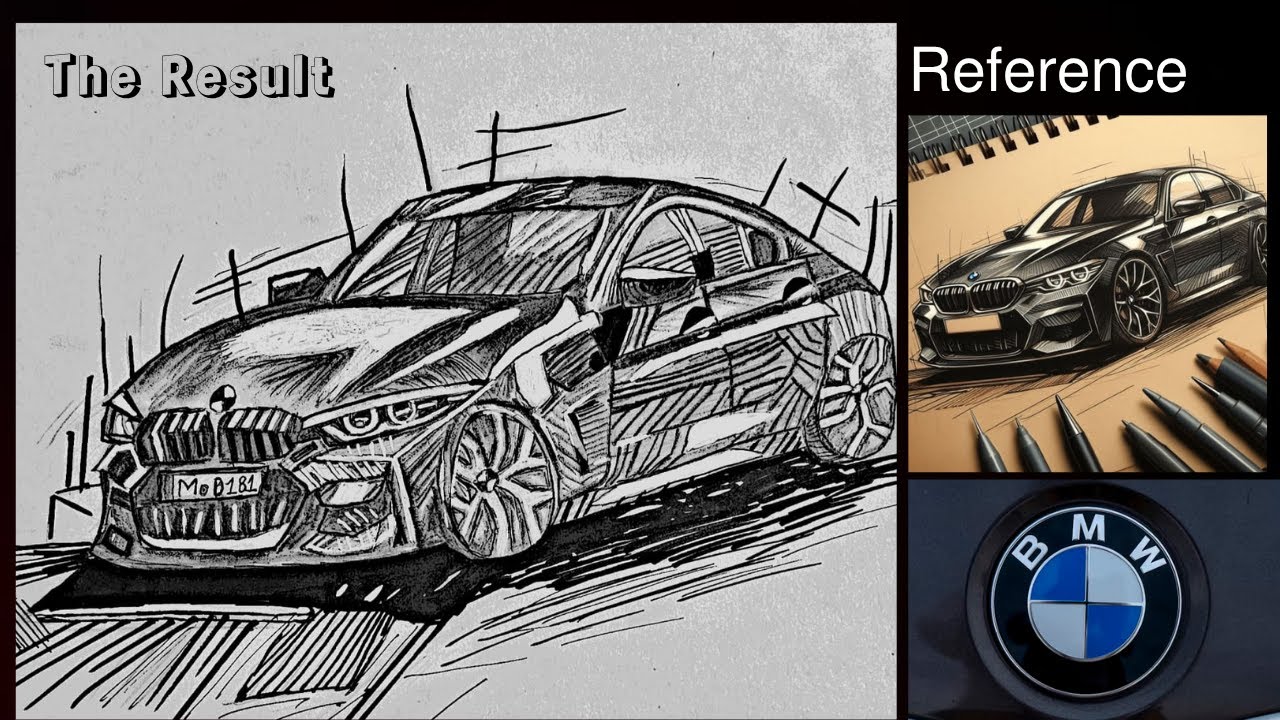 How to Draw a BMW M4 (G82): Realistic Car Drawing Tutorial #youtube # ...