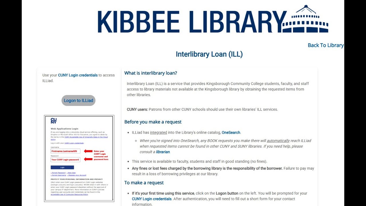 Kingsborough Library: How to use ILLiad - YouTube