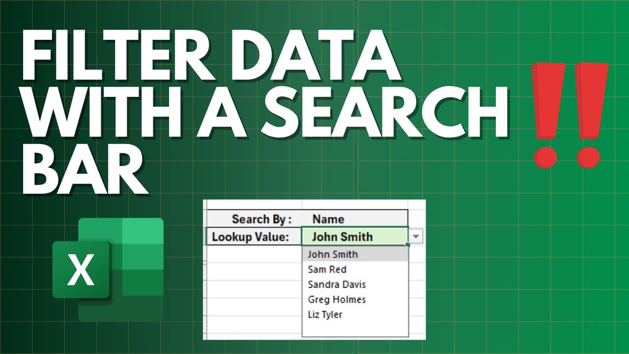 Filter Data by a Search Bar and Dropdown list in Excel - YouTube