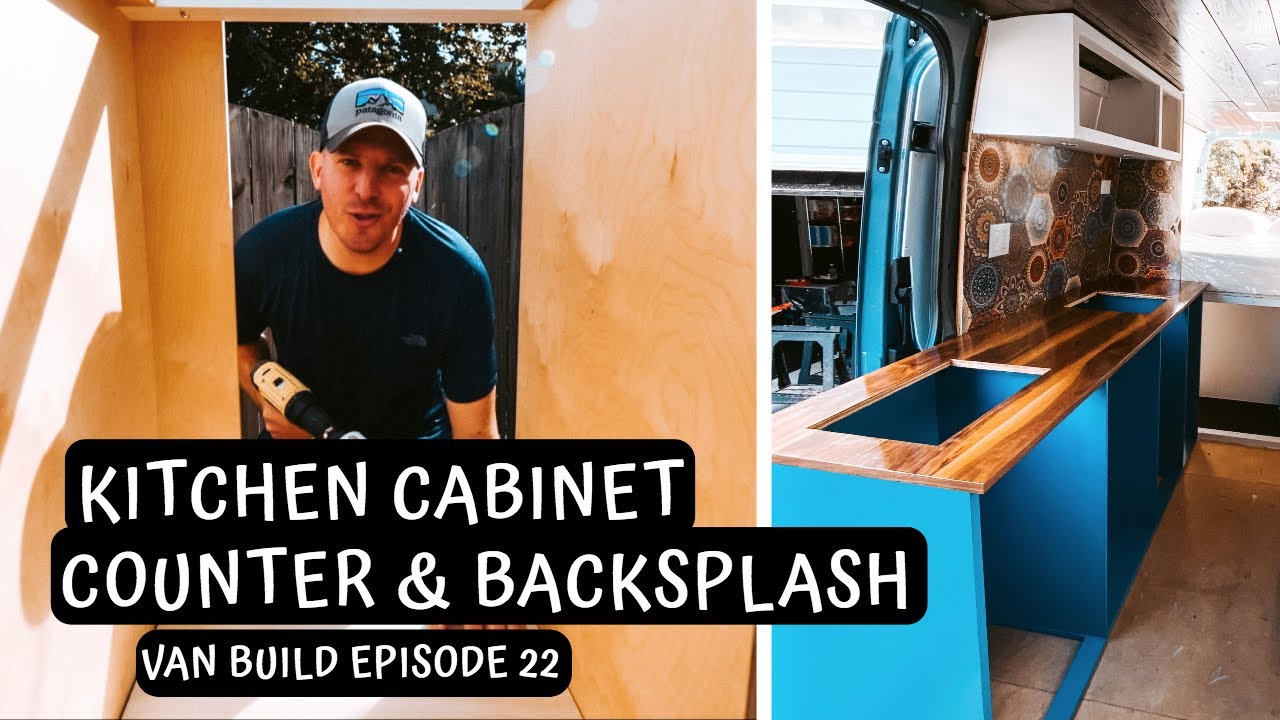 Building our KITCHEN CABINET, BACKSPLASH, & COUNTERTOP in our DIY ...
