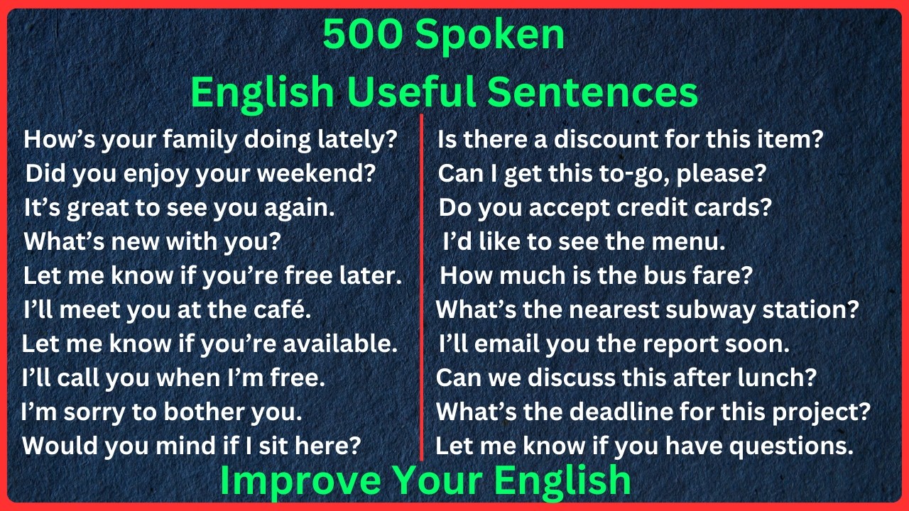 500 Important Sentences in English | Sentences Used in Daily Life - YouTube