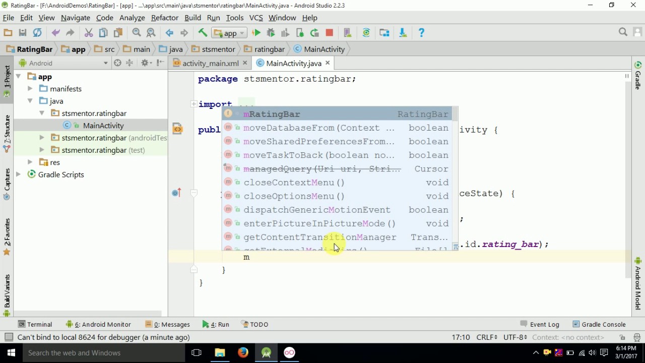 Ratingbar in android - YouTube
