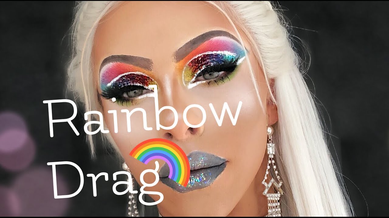 Rainbow Glitter Cut Crease DRAG TUTORIAL | Paige Three - YouTube