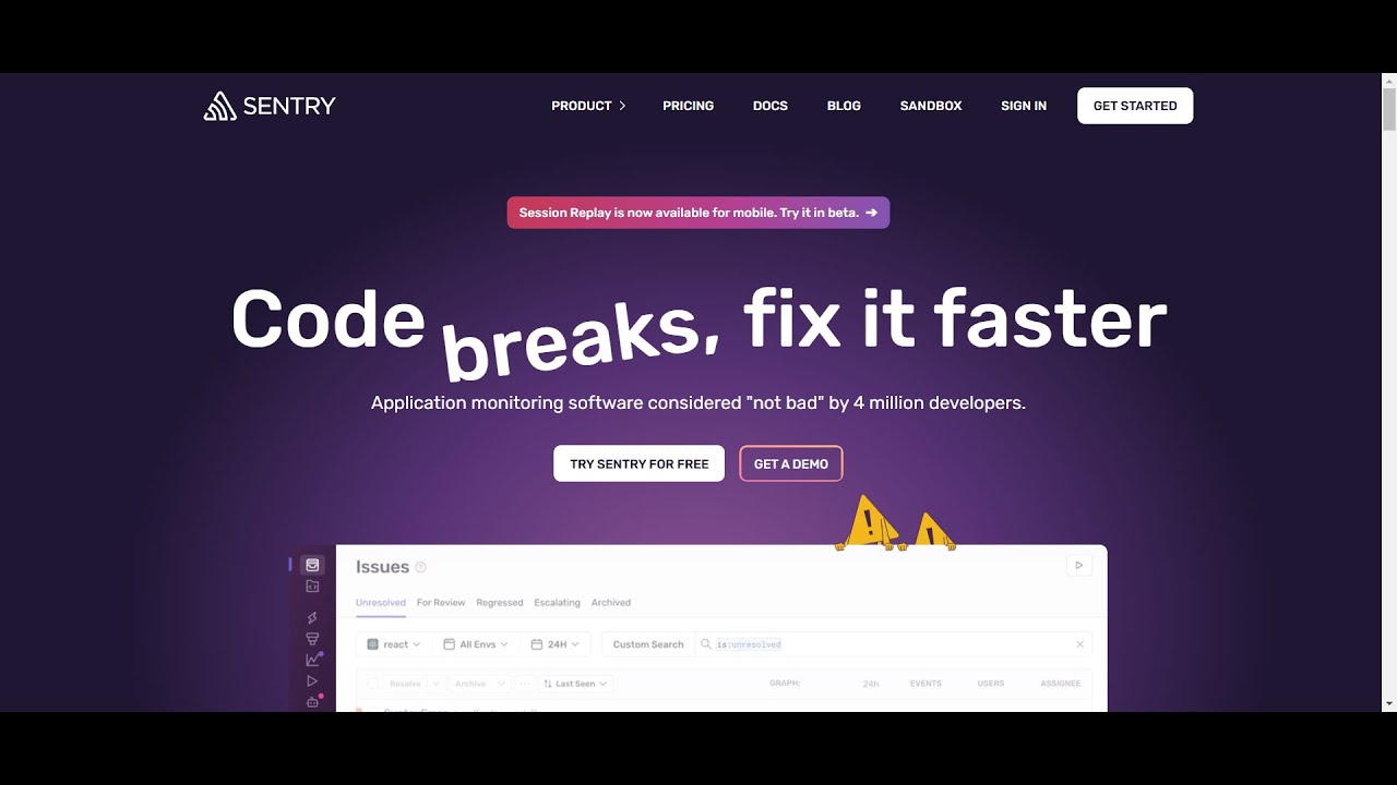Sentry New User SaaS Onboarding Process| How Sentry Welcomes New Users ...
