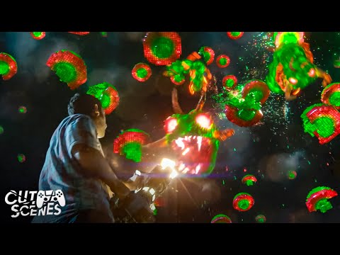 Fighting a Giant Pixelated Centipede | Pixels (2015)