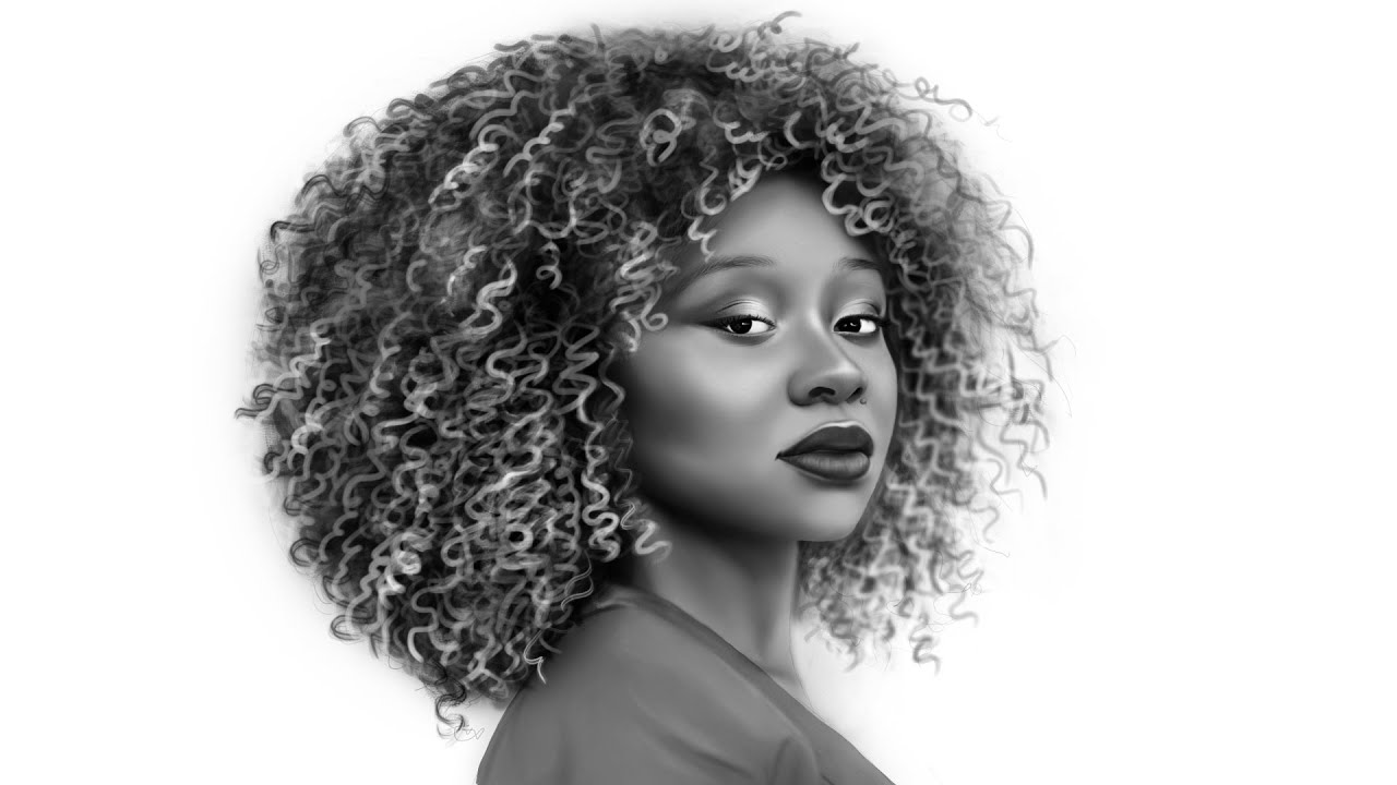How to draw BLACK GIRLS with Afro hairstyles? In just five minutes ...
