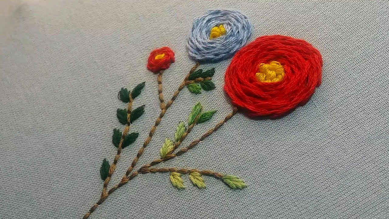 Satin Rose Stitch Flower | Hand Embroidery Designs | Knit & Stitch ...