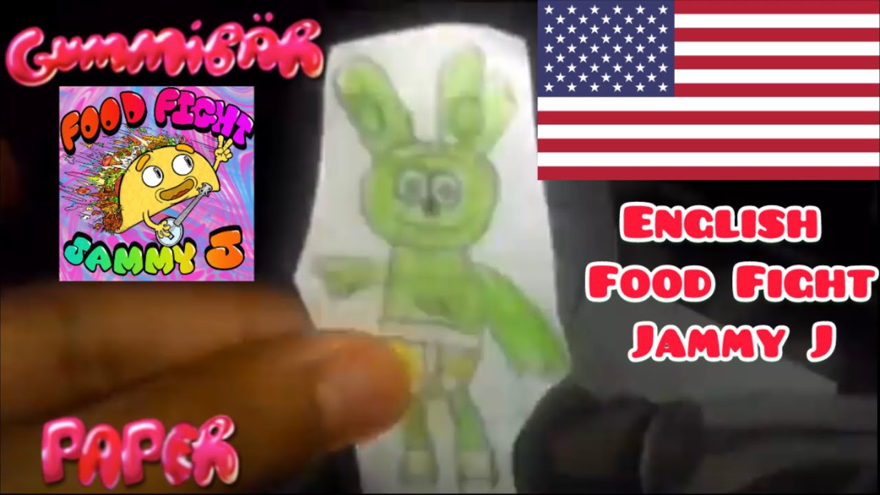 The Gummy Bear Long English Food Fight Jammy J 🇺🇸 Paper Mode - YouTube