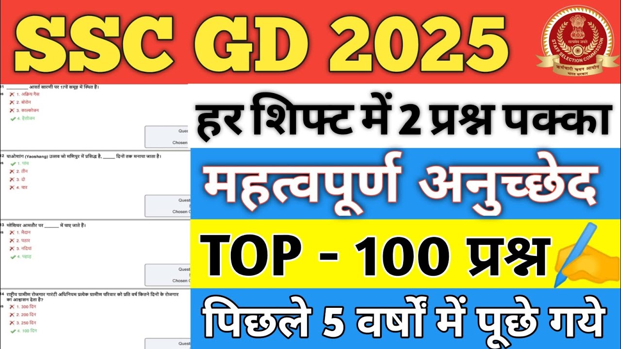 SSC GD Static GK 2025| संविधान के 100 महत्वपूर्ण अनुच्छेद|Important ...
