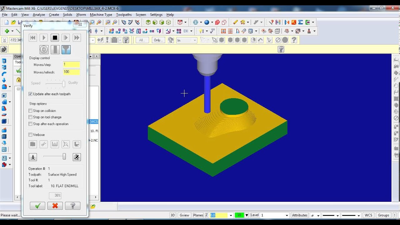 OptiArea toolpath at MasterCAM X6 - YouTube