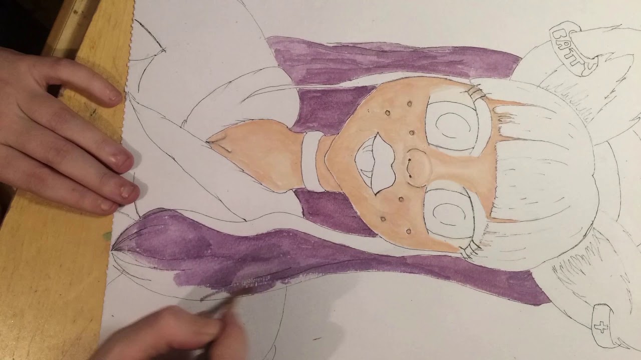 Timelapse Drawing/ Painting Anime Style Batty Girl With Watercolour ...