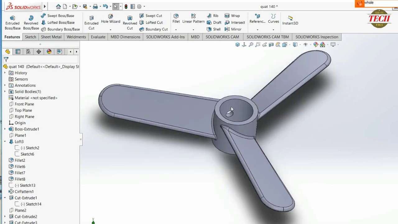 Best Solidworks Tutorial ! How To Design Stirring Blade simplest and ...