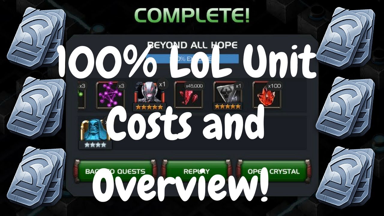 LoL 100% Unit Cost and Overview! - Marvel Contest Of Champions - YouTube