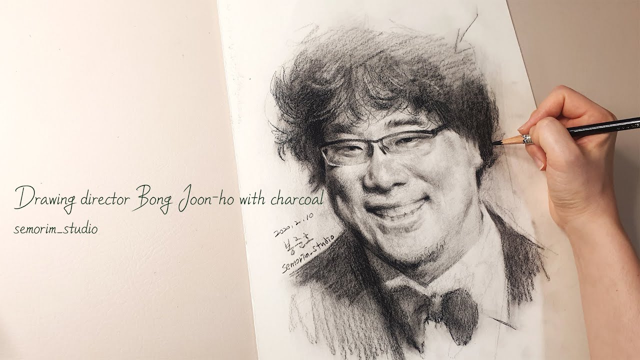 목탄 인물 Drawing director Bong Joon-ho / charcoal drawing 봉준호그리기 ...