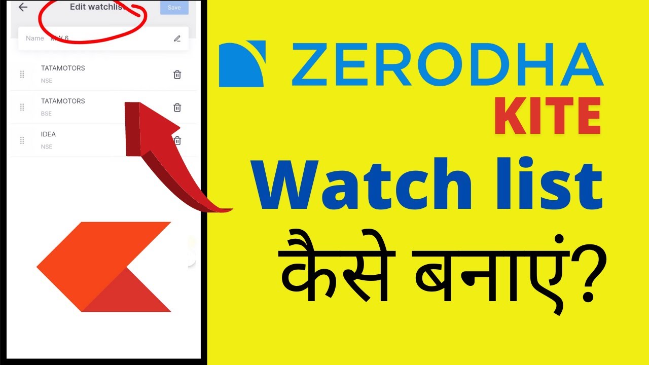 Zerodha Kite App Me Watchlist Kaise Banaye? Name change and other ...
