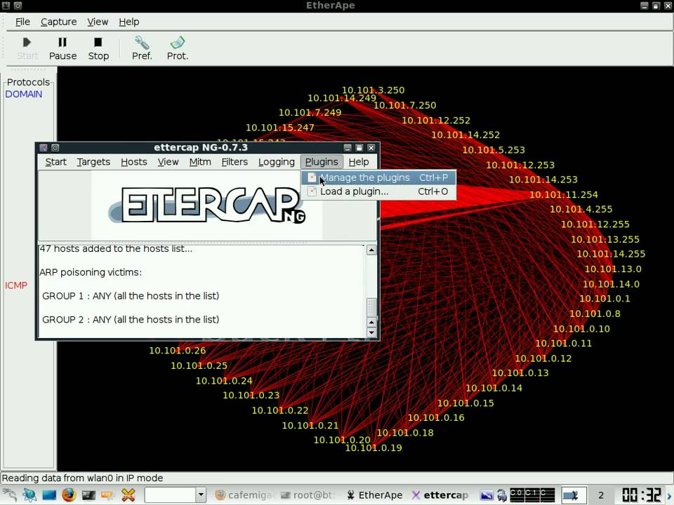 Etherape & ethercap-ng - YouTube