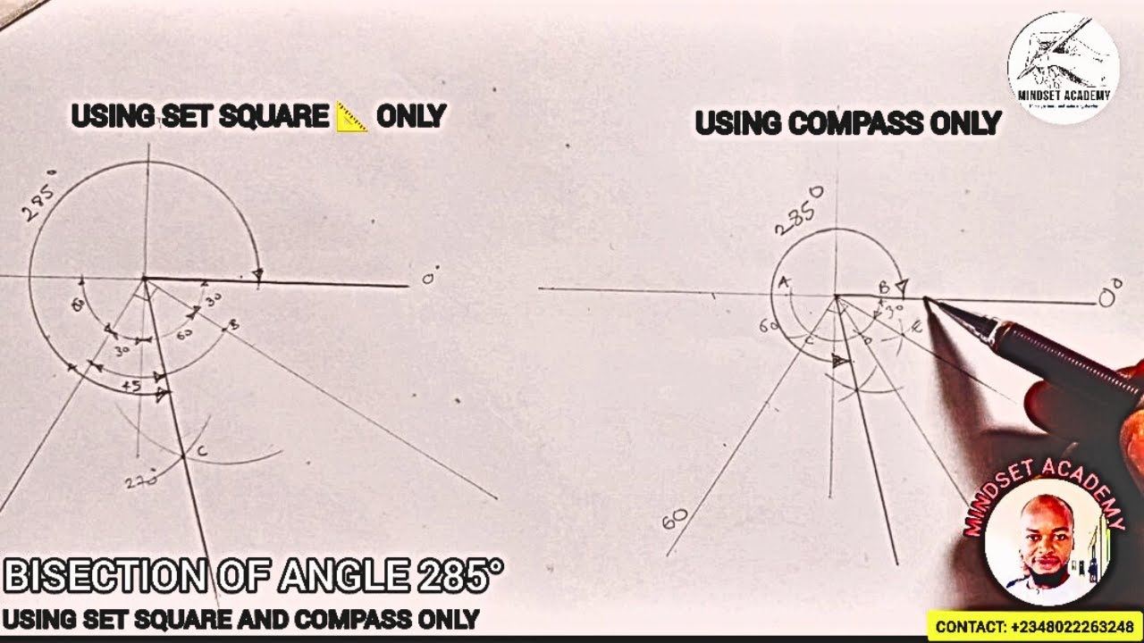 IMPOSSIBLE ANGLE: USING SET SQUARE AND COMPASS ONLY TO BISECT 285 ...