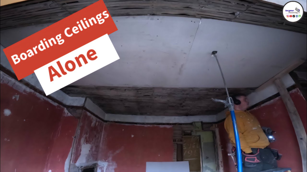 How To Plasterboard Over Lath Ceiling - Start Of A Big Job - YouTube