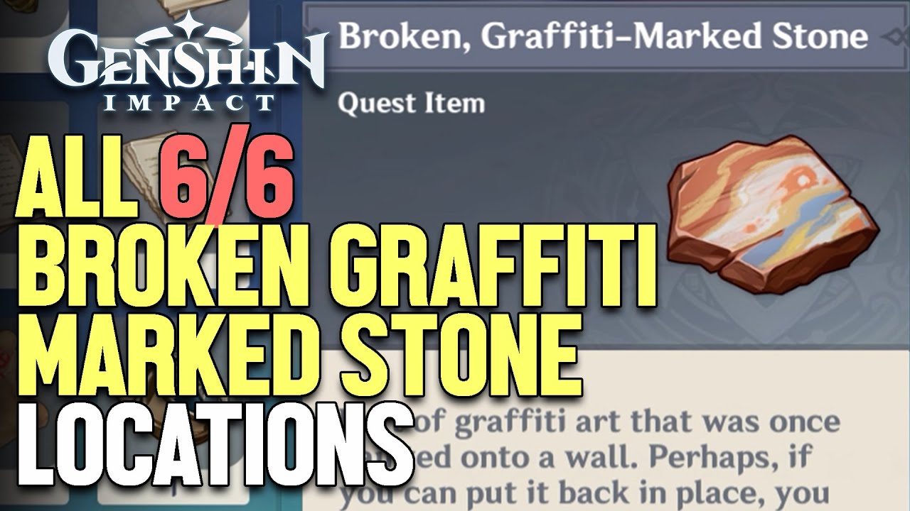 All Broken Graffiti Marked Stone Locations Genshin Impact - YouTube