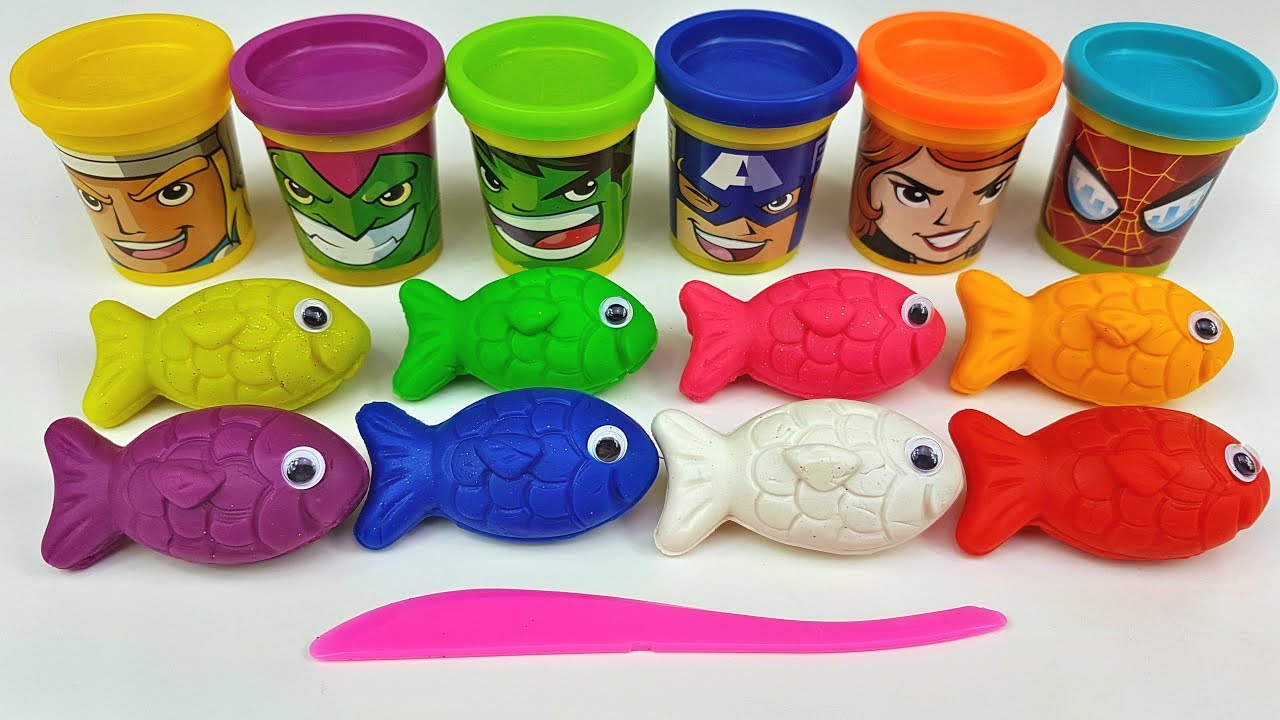 Learn Colors With Colored Fish out of Play Doh Making 4 Ice Cream out ...
