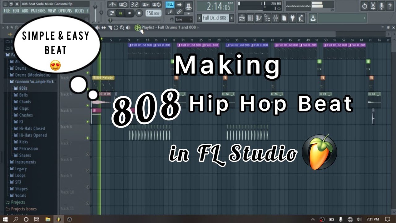 Making 808 Hip Hop Beat in FL Studio | Simple & Easy Beat - YouTube
