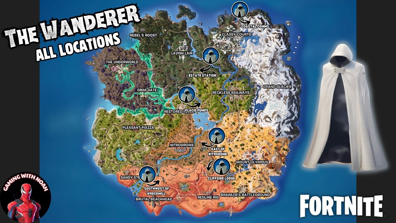 The Wanderer at all locations in Fortnite Battle Royale - YouTube