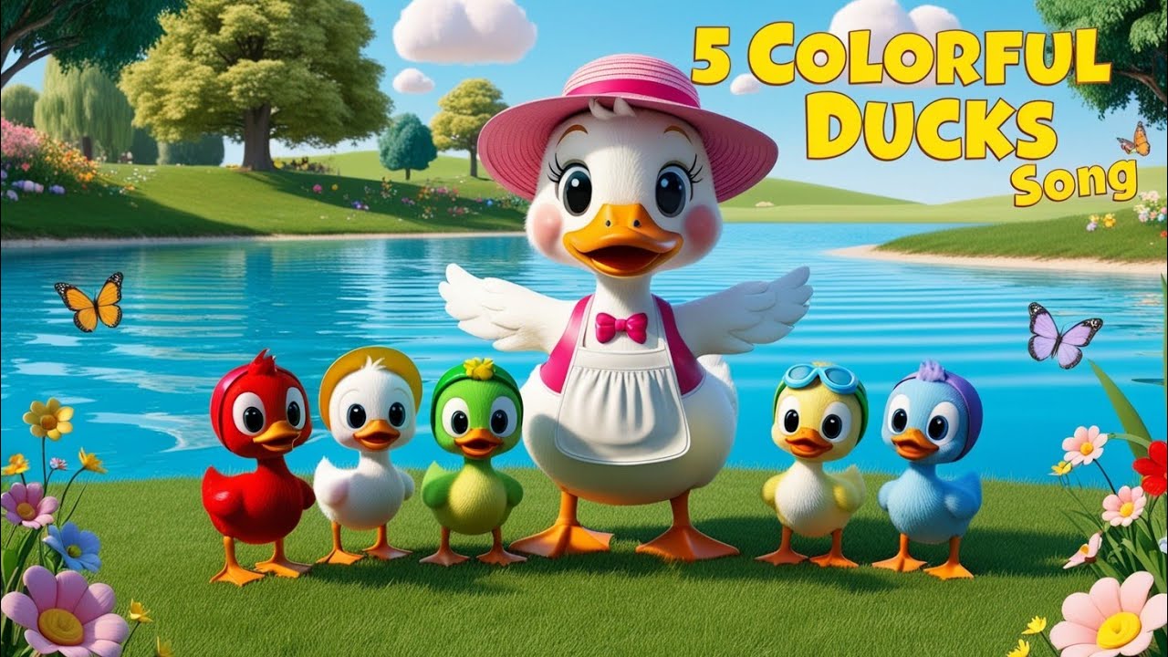 5 Colour Ducks Song | Learn Colors with Mama Duck | Nursery Rhymes ...