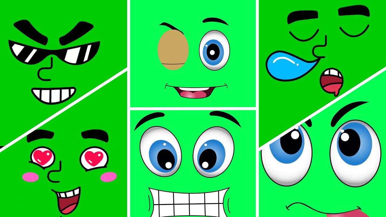 Cartoon Face Green Screen 🤑 Funny Cartoon Face 🤑 Angry Cartoon Face ...