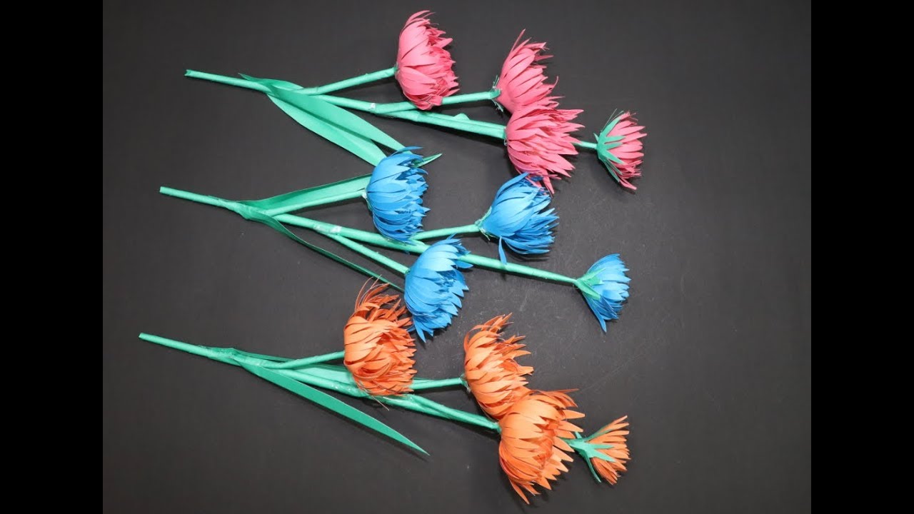How to Make Beautiful & Easy Stick Flower | Stick Flower with Paper ...