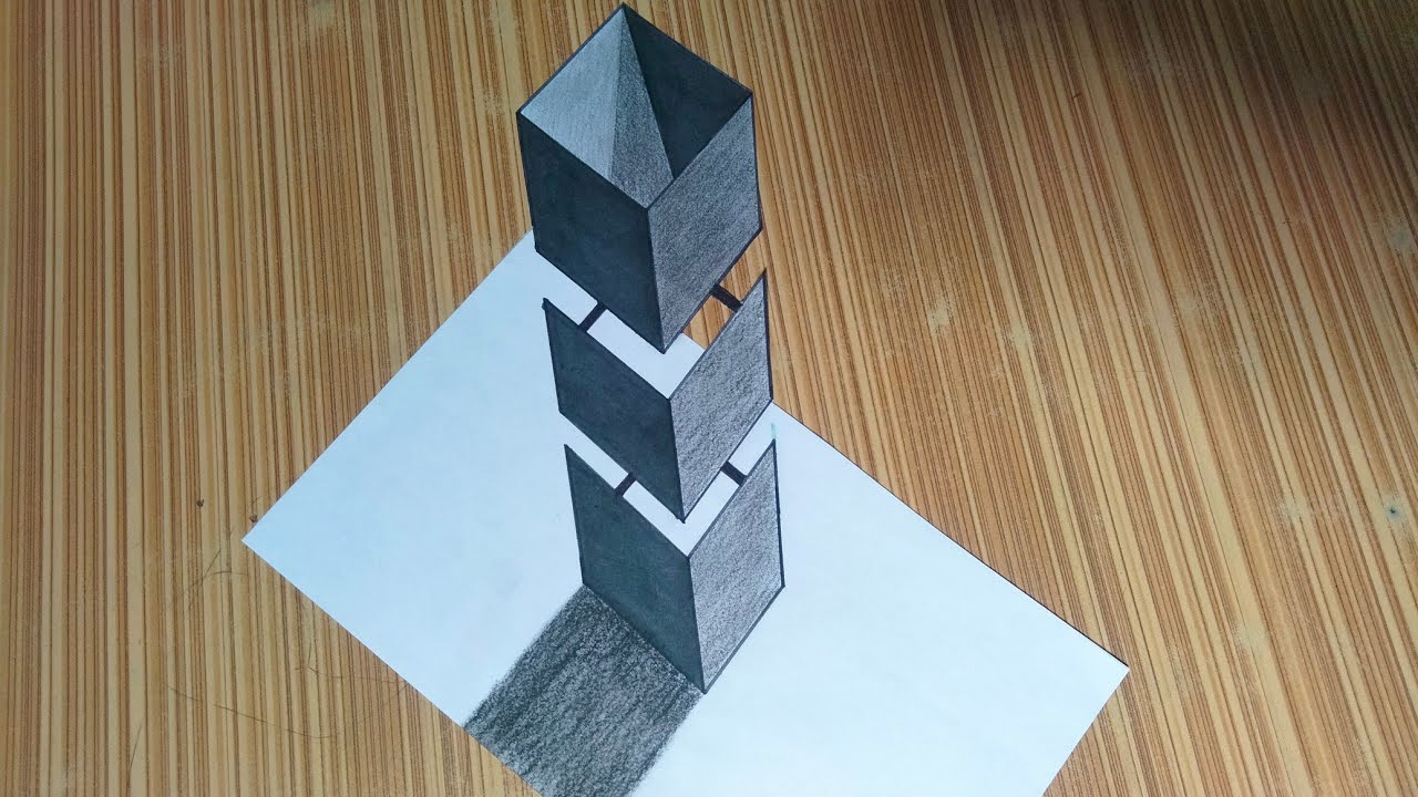 easy 3d drawing on paper for beginners ll How to draw 3d Illusion easy ...