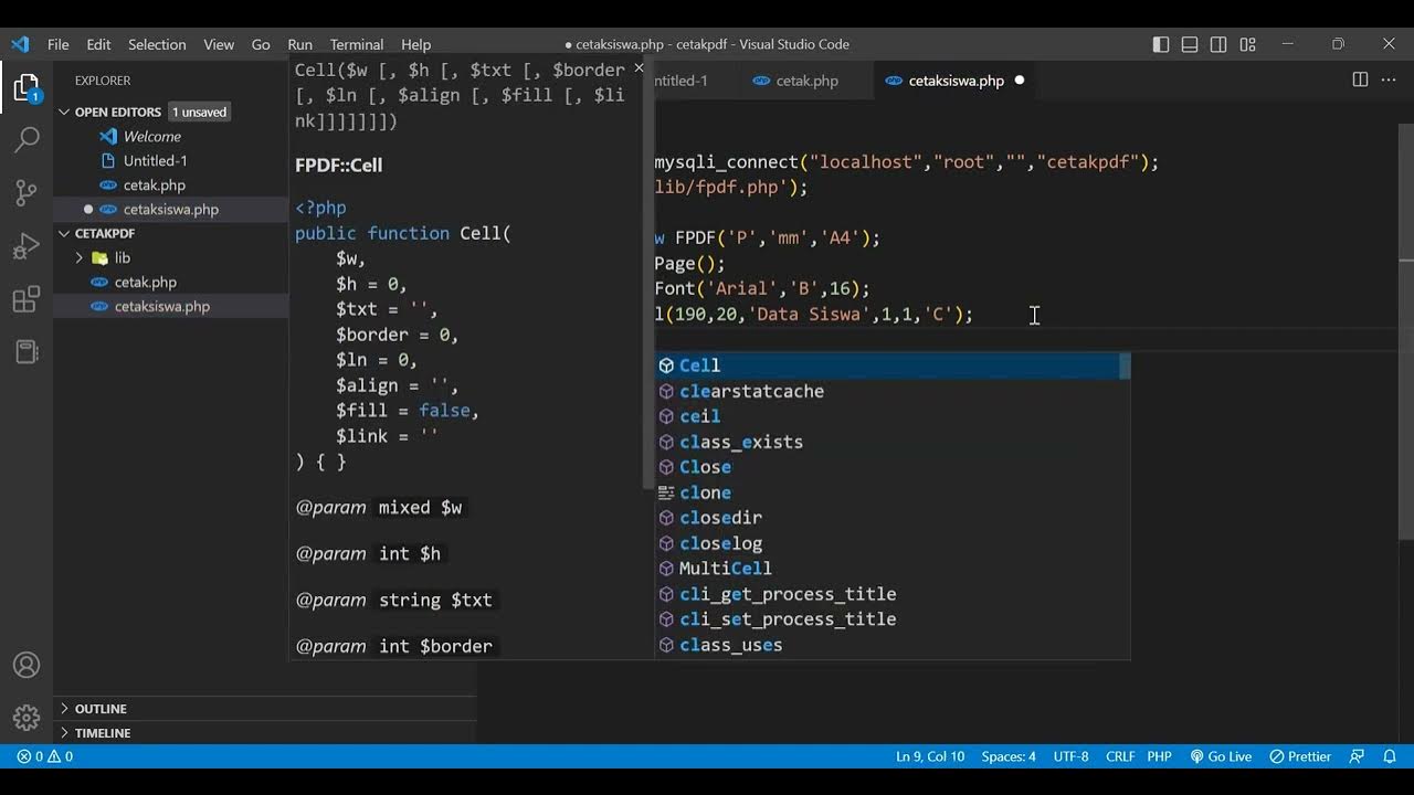 Tutorial Fpdf bagian 2 ( ambil data dari database) - YouTube