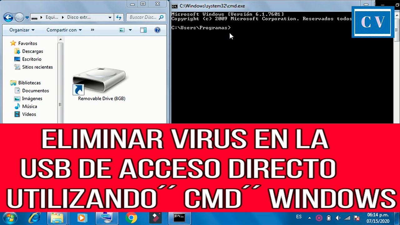 Eliminar virus en la usb de acceso directo utilizando cmd windows - YouTube