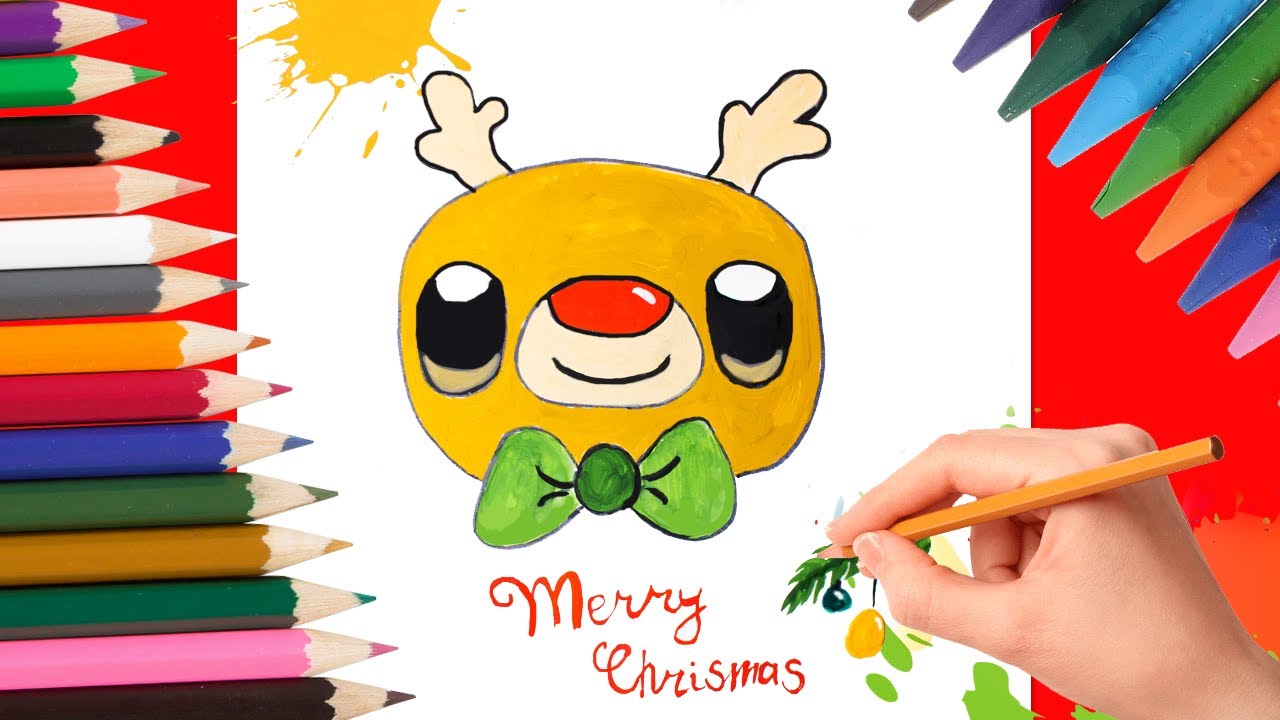 How to draw Rudolph the Red Nosed Reindeer. Learning to draw with kids ...