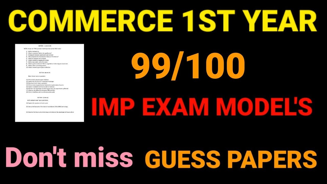 COMMERCE FIRST YEAR IMPORTANT GUESS QUESTIONS PAPER - YouTube