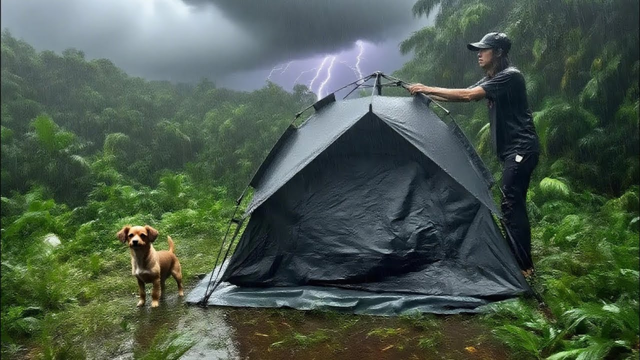 TRAPPED IN BAD WEATHER HEAVY RAIN‼️ CAMPING IN HEAVY RAIN AND ...