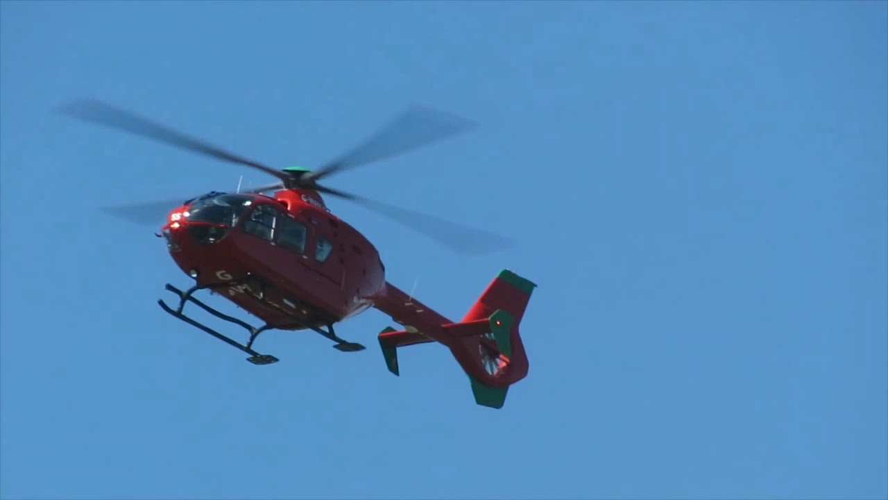 Wales Air Ambulance Helicopter Airbus H135T2+ over Sketty - YouTube