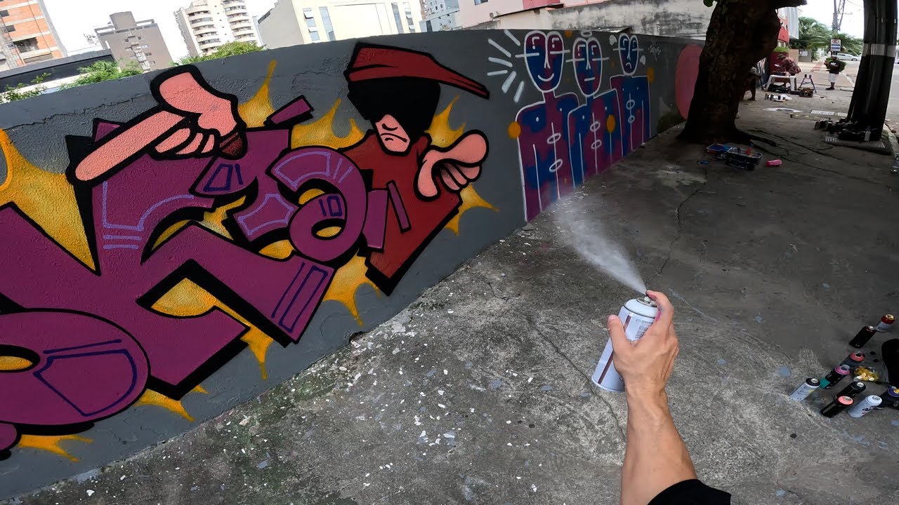 Graffiti Piece + Character - Classic Sunday Session with Friends - YouTube