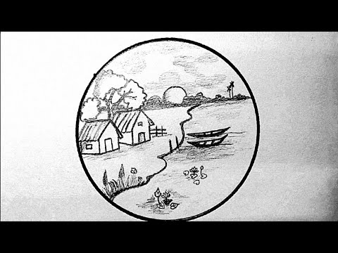 How to draw beautiful circle scenery |Easy Circle scenery drawing # ...