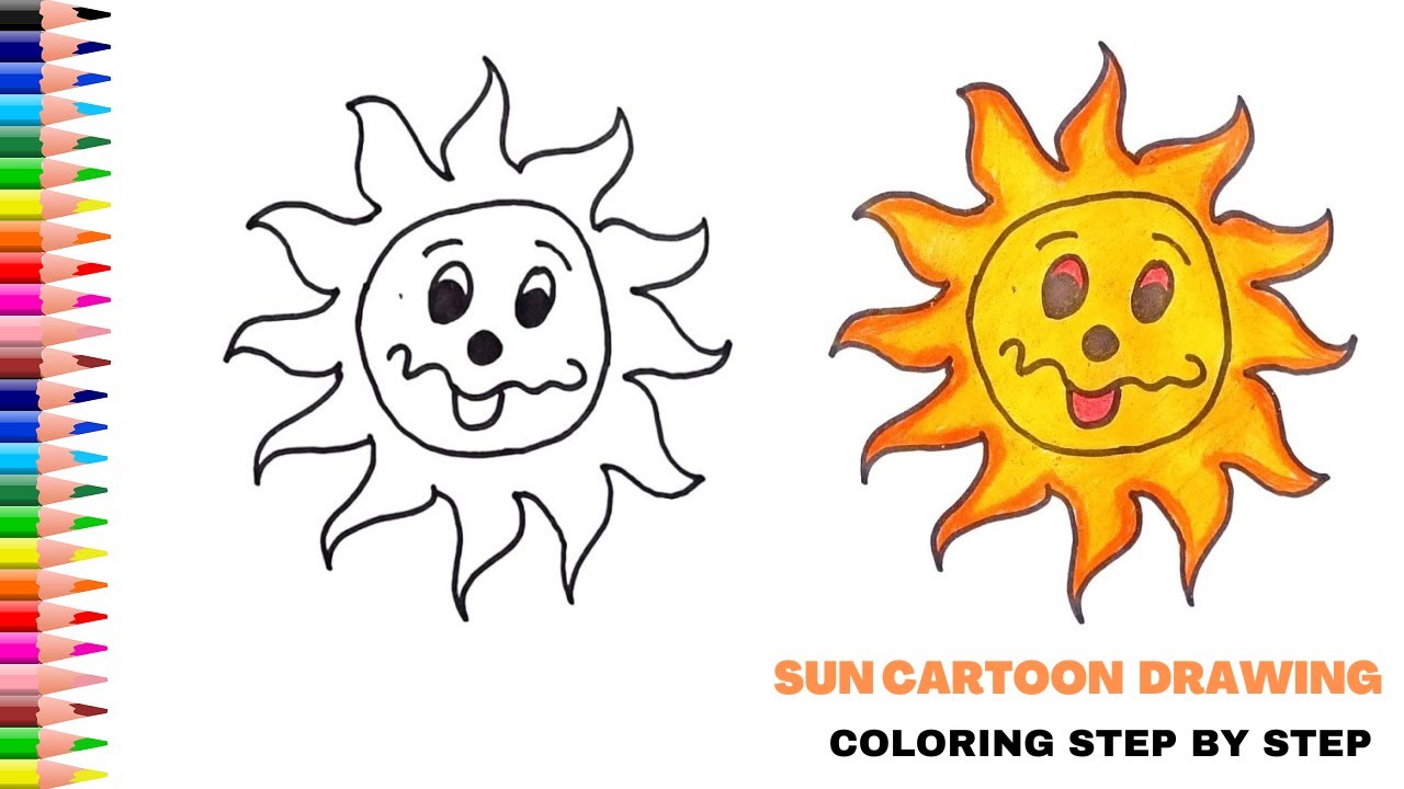 How to draw a sun drawing for kids sun drawing easy cartoon drawing ...