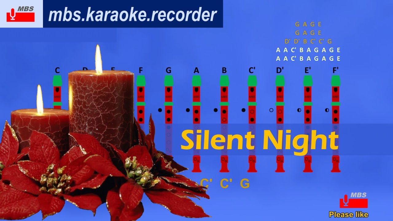 Silent Night On Recorder Notes Tutorial / Christmas Carols - YouTube