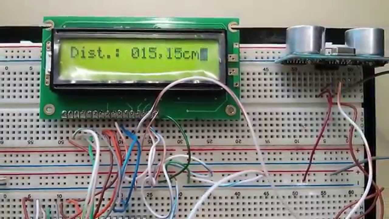 PIC16F877A + HC-SR04 Ultrasonic Sensor - YouTube