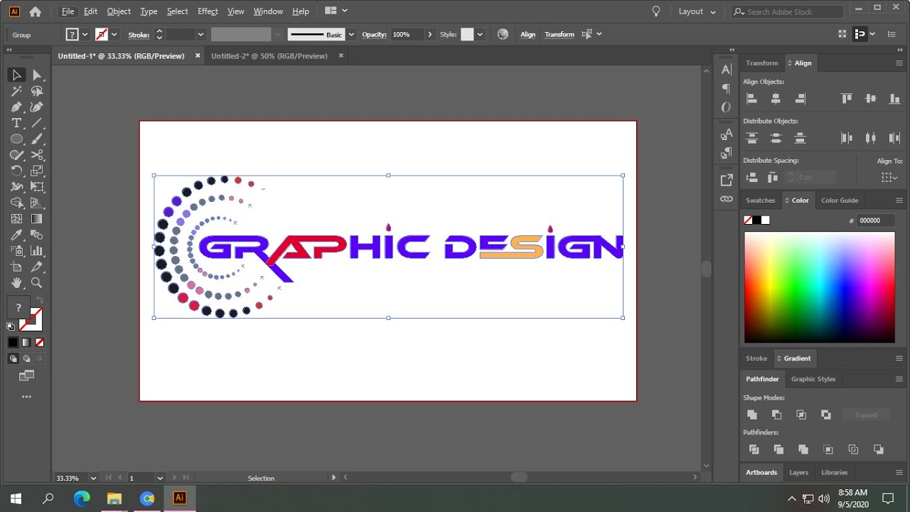 How to create Simple LOGO from Adobe Illustrator 2020 - YouTube