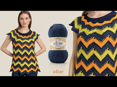 Alize Diva ile Tunus İşi Zikzak Bluz