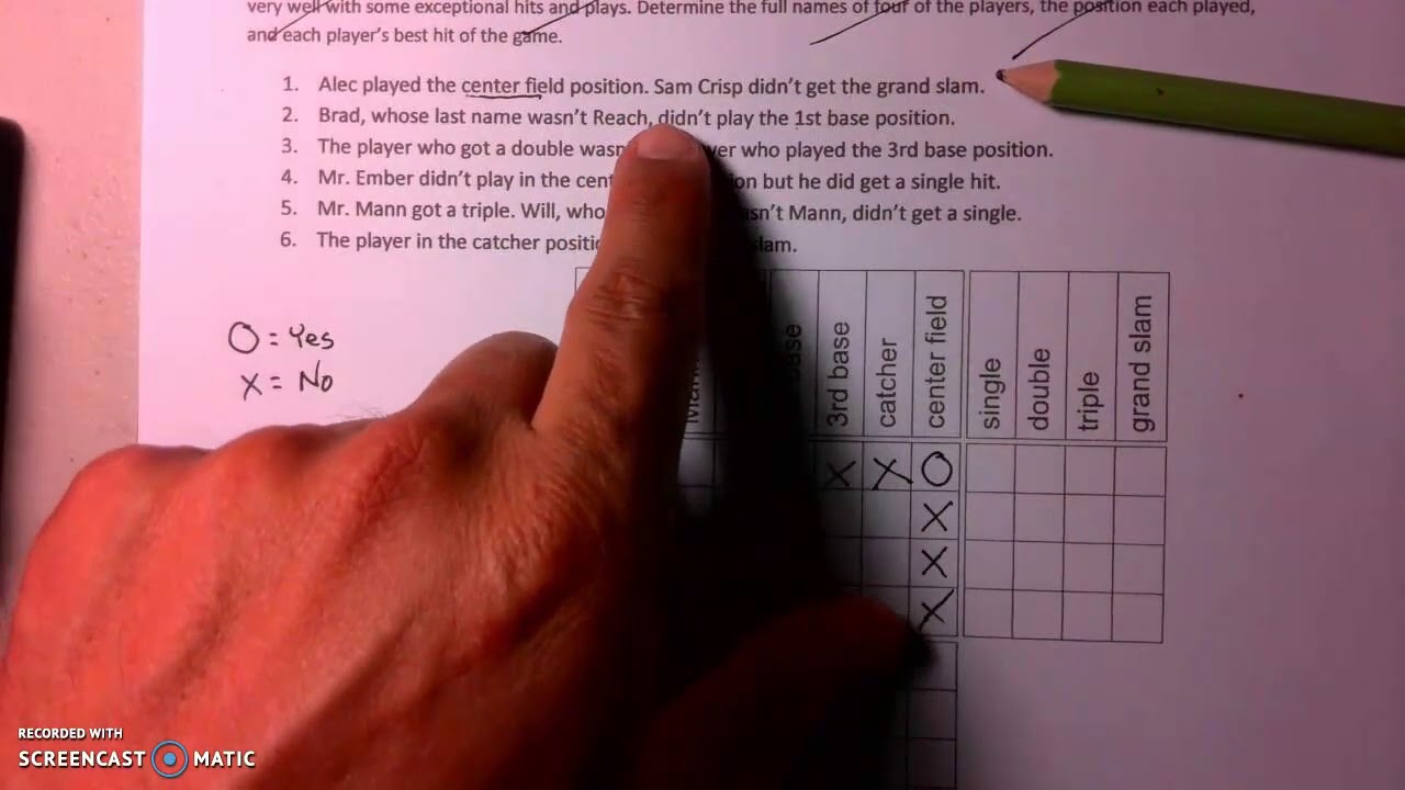 How to do Baseball Logic Puzzle - YouTube