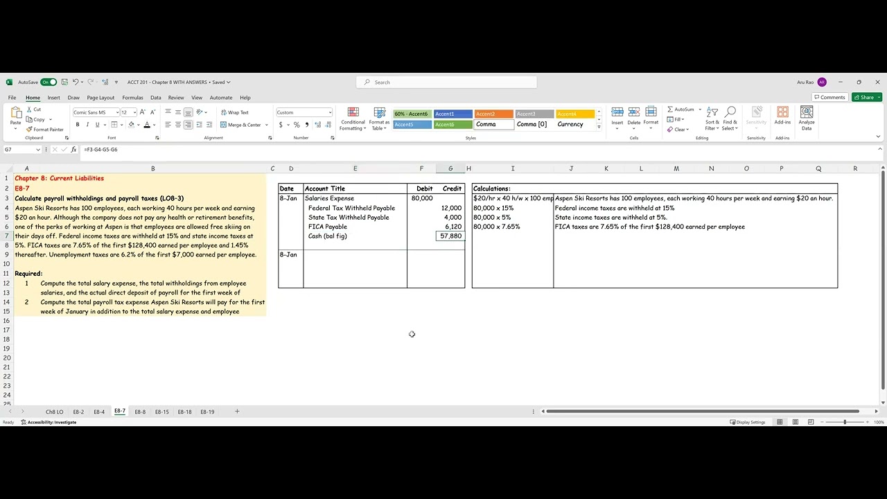 Payroll liabilities with calculations - YouTube