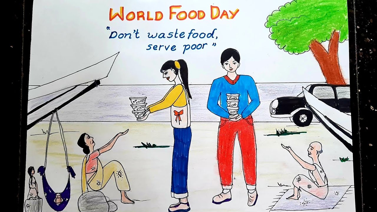 World food day poster drawing 2021 with slogan / message (very easy ...