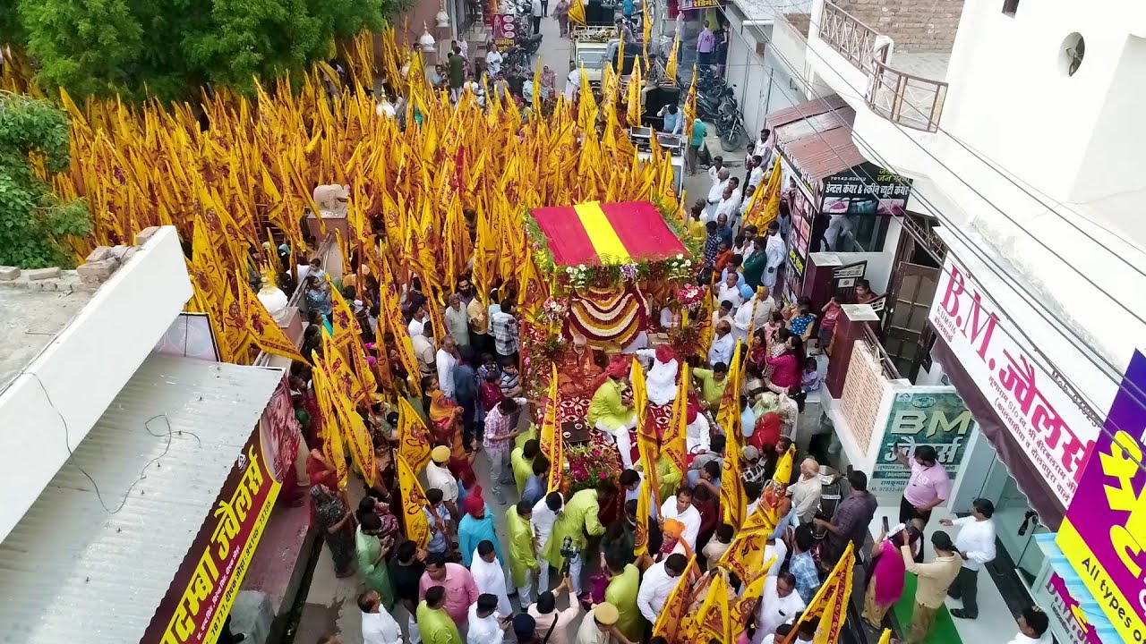 vishal dhwaj yatra 2023 shri khatu shyam mandir sadulshahar - YouTube