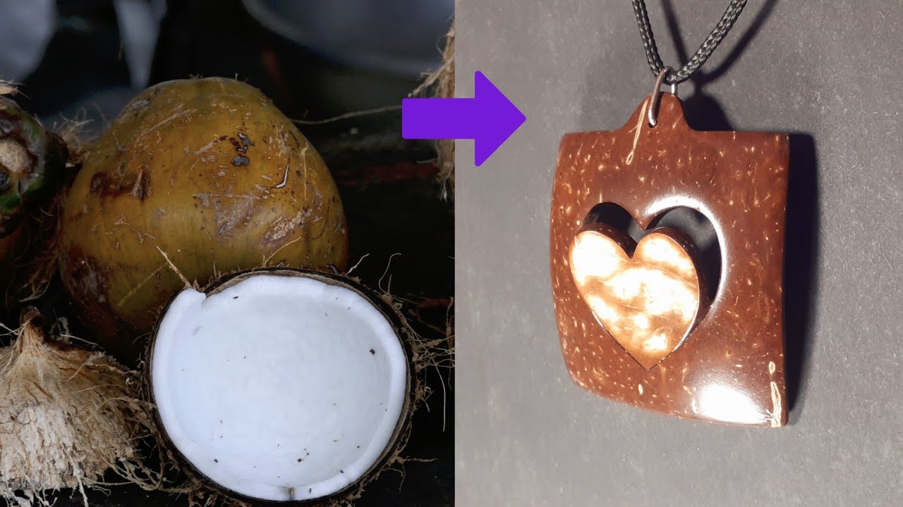 Coconut shell craft ideas | Heart pendant | Handmade - YouTube