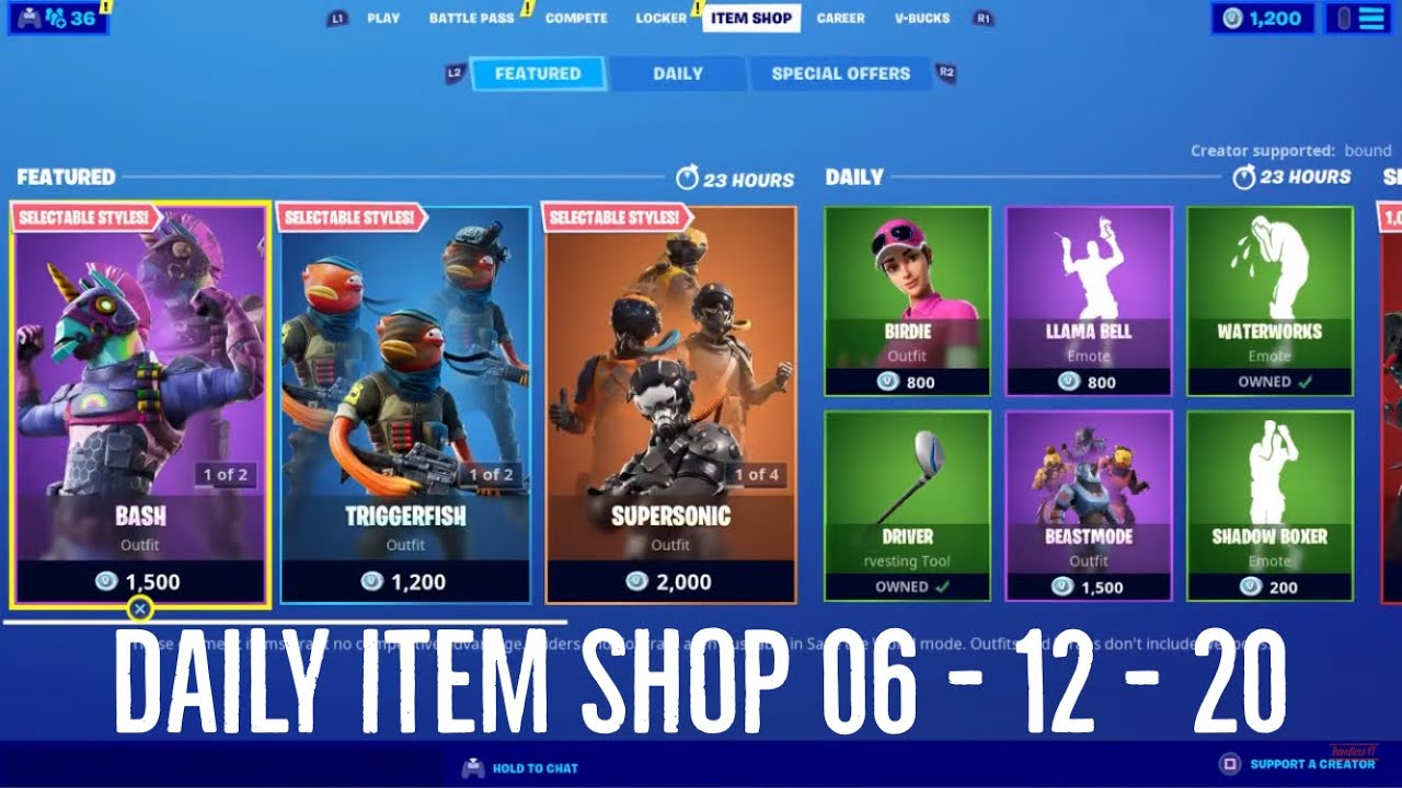 Fortnite daily item shop 06 - 12 - 20 - YouTube